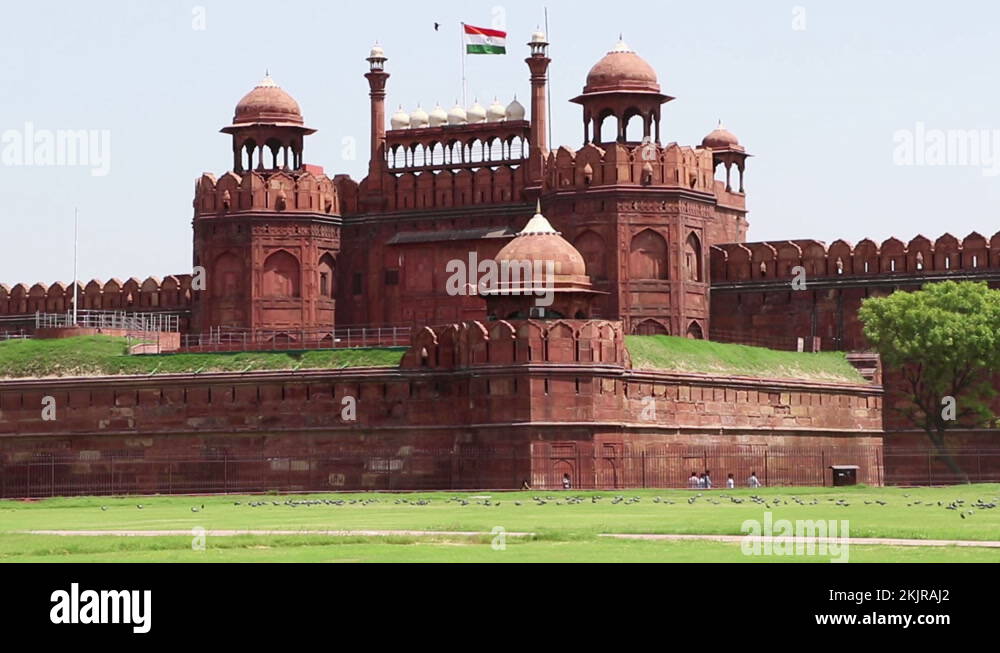 Wide, exterior of The Red Fort, New Delhi, India Stock Video Footage ...