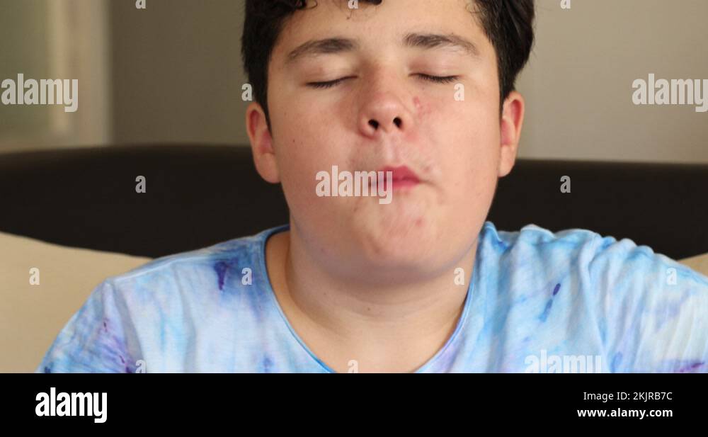 Teenage boy eating fried crispy chicken and french fries 4 Stock Video ...