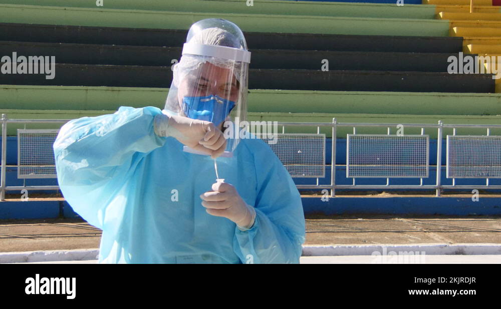 People are tested at a drive thru, coronavirus, covid, blood test and ...