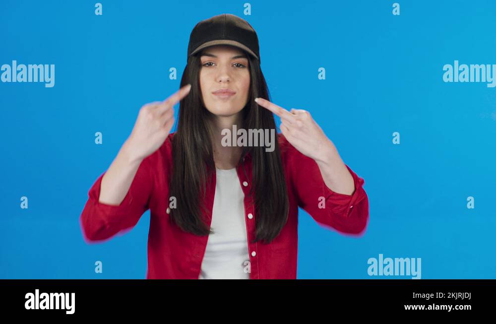 Woman making a fucking gesture with the middle finger,a sign of rude ...