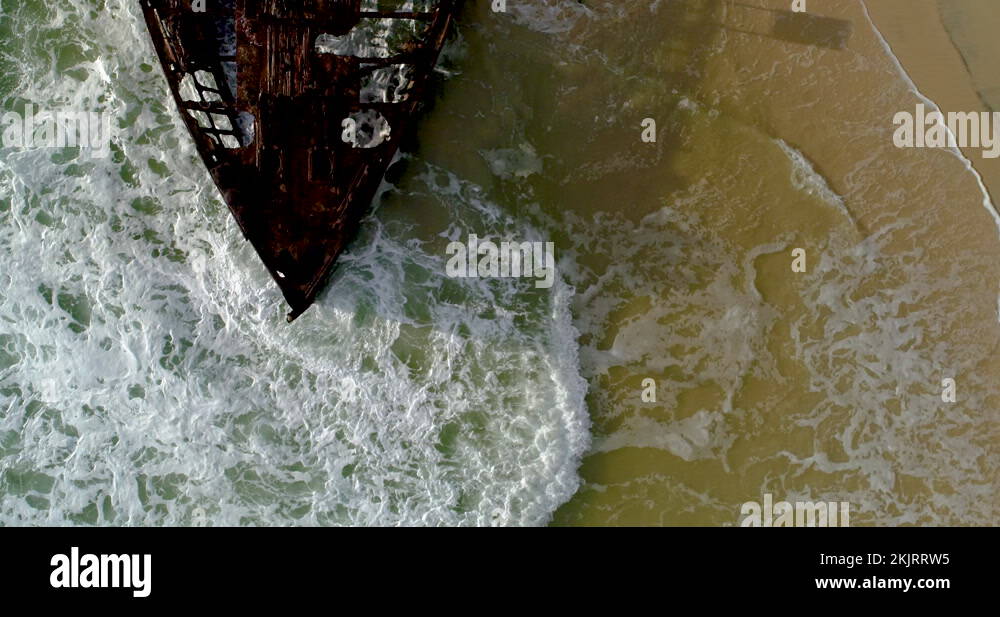 forward tracking motion of SS Maheno shipwreck,Fraser Island,QLD Stock ...