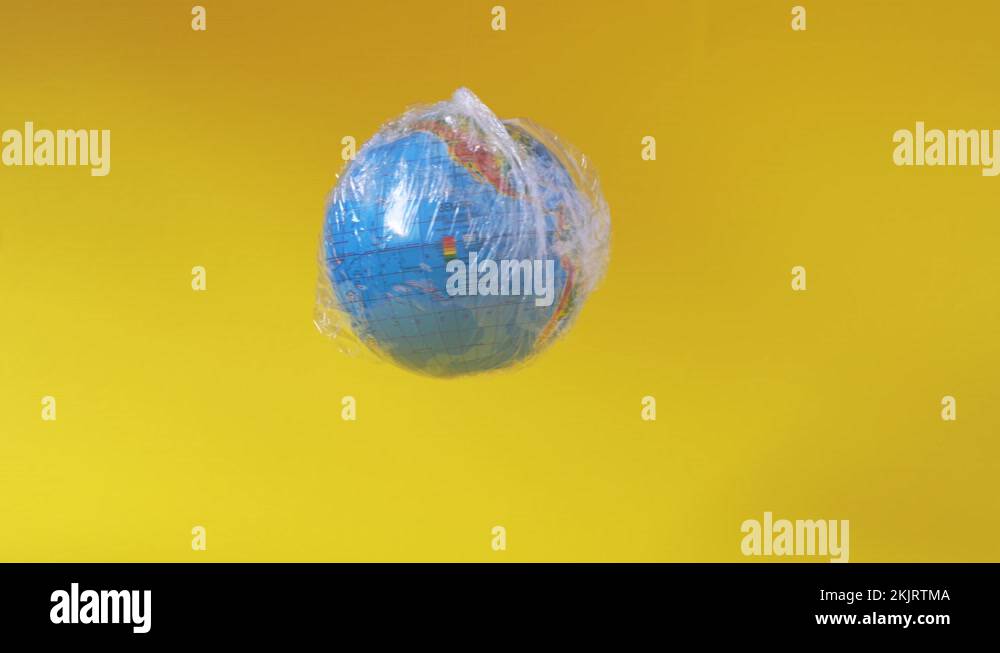 Earth globe in plastic. Ecology problem, pollution with plastic. School ...
