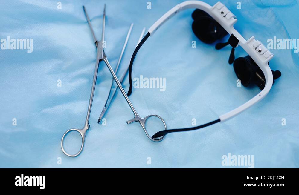 surgical scissors, instruments and glasses microscope for microsurgery ...