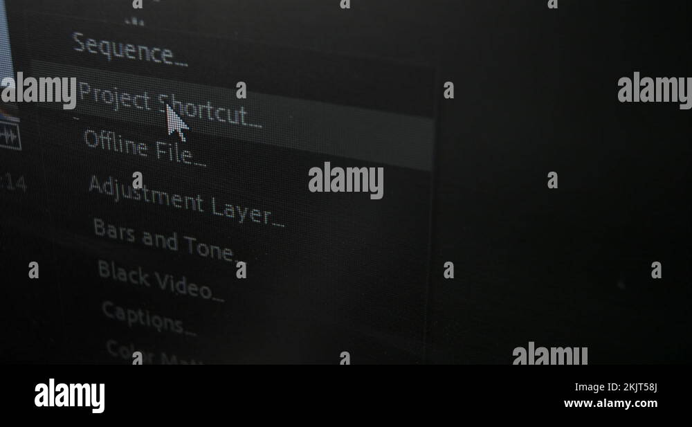 Cursor moves along program menu to choose Sequence option Stock Video ...
