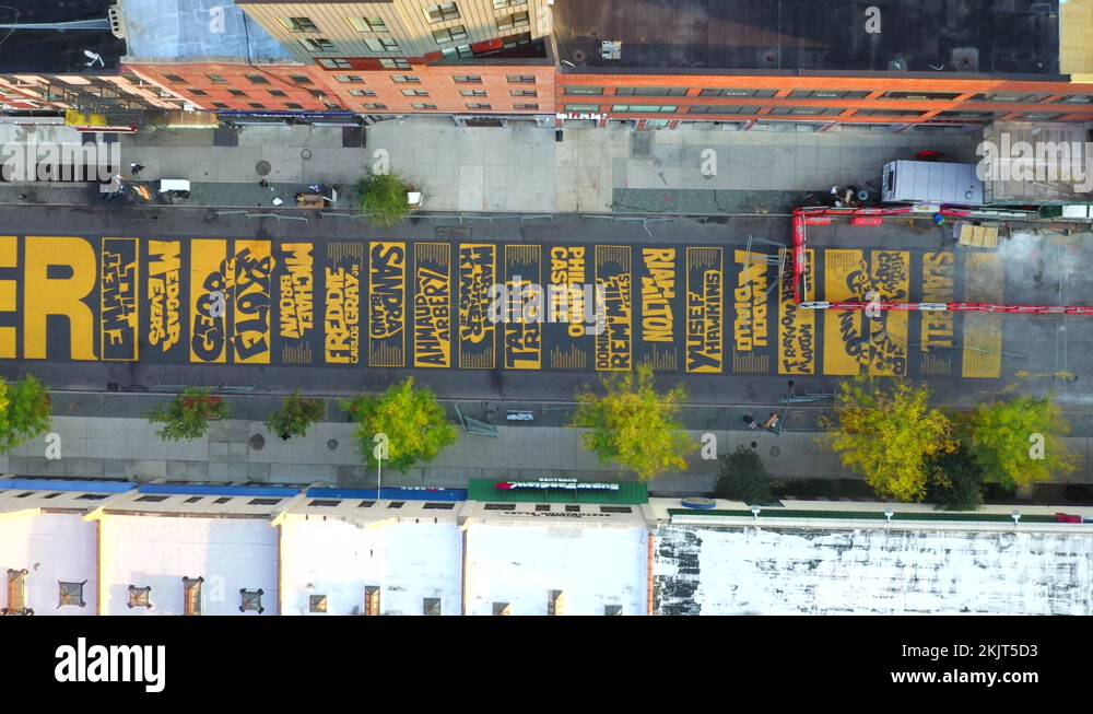 Birds Eye View of the Black Lives Matter Street Mural of Slain Victi ...
