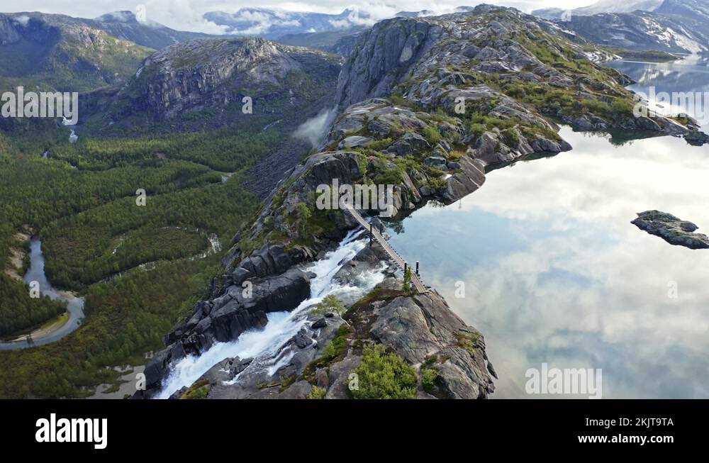 Rago national park Litlverivassforsen waterfall bridge river amazing ...