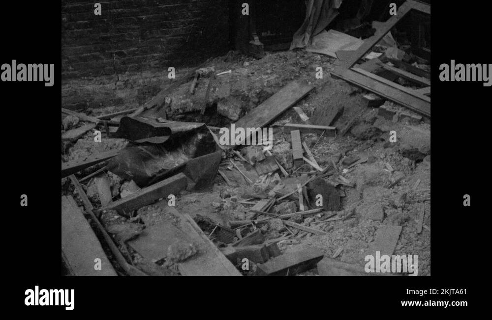 Aftermath of air raid in London, damaged buildings, UK 1917 Stock Video ...