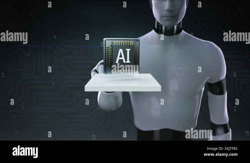 Robot touched artificial intelligence CPU chips, IoT Future technology ...