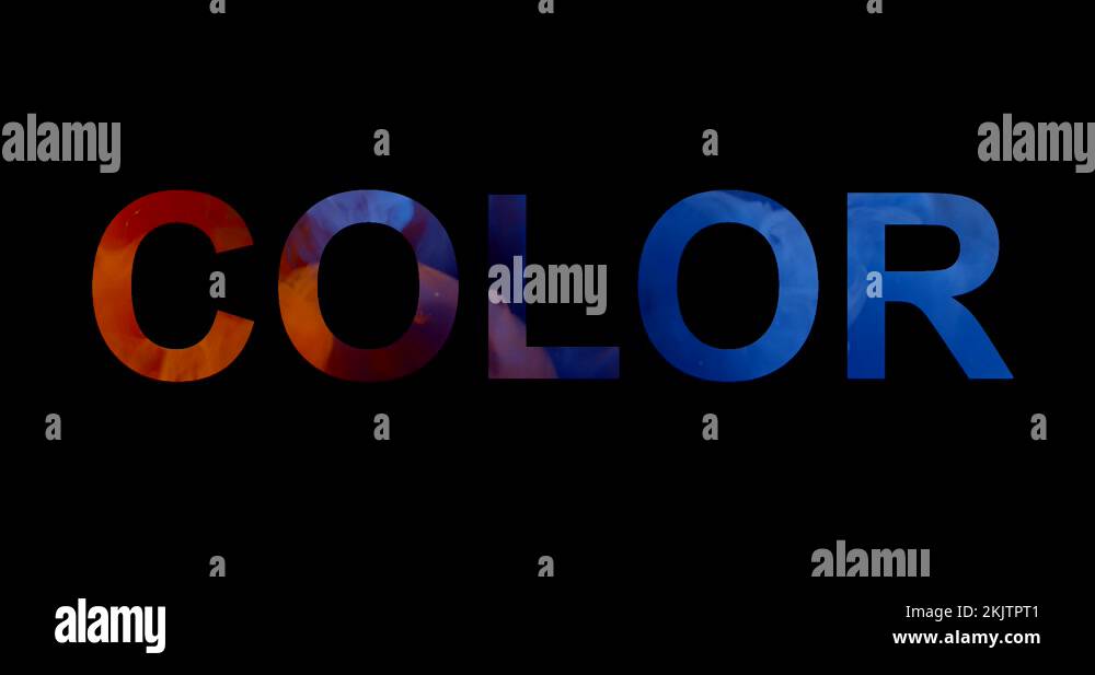 The word "color" on a black isolated background. Transparent text that ...