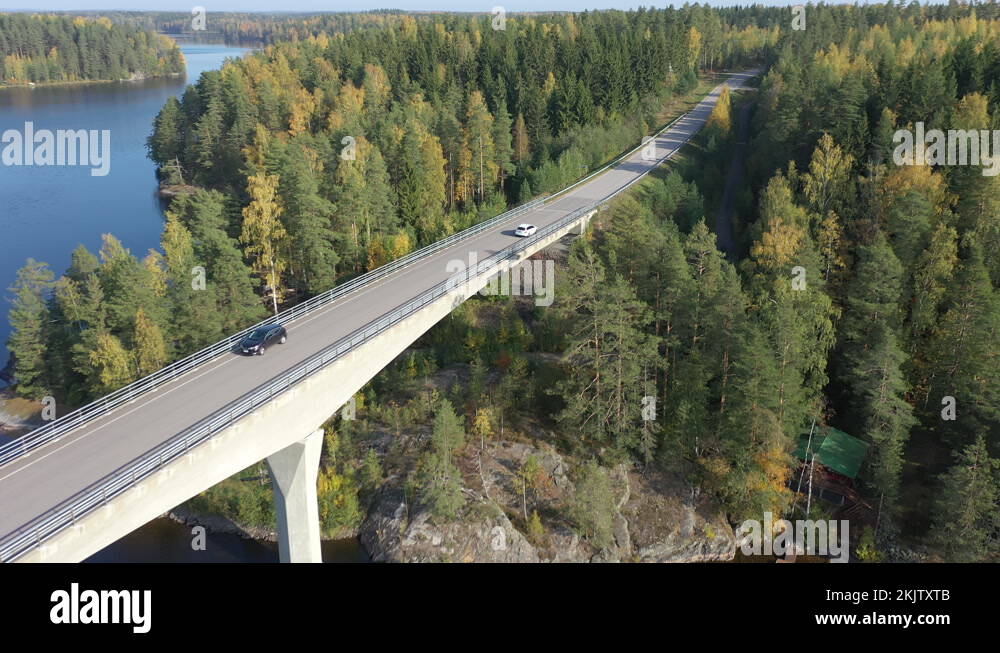 Cars passing through the bridge across Lake Saimaa in Finland.geology ...