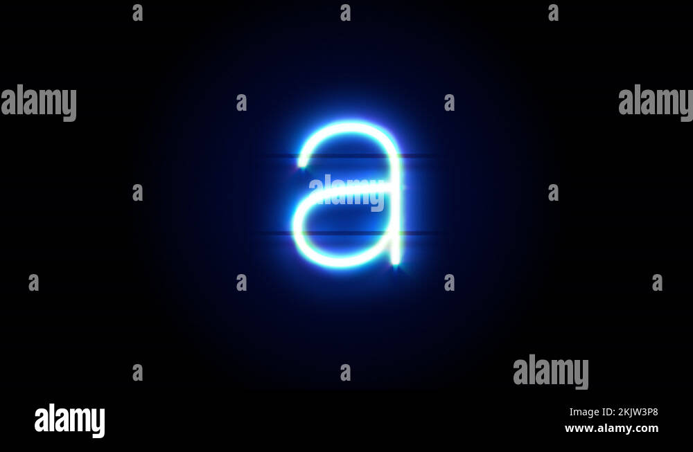 Neon font letter A lowercase appear in center and disappear after some ...
