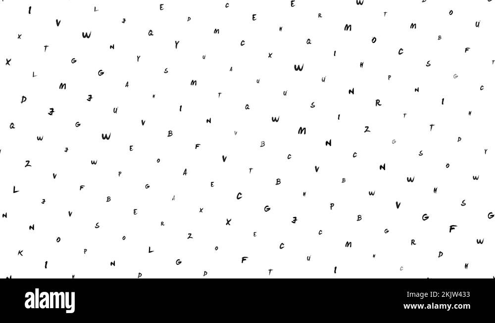 Looped background of big, bold, black and white dirty letters crammed ...