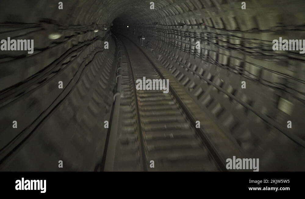 Underground Railway Tunnel For Subway Train. Train Rides In Tunel Stock Video Footage - Alamy
