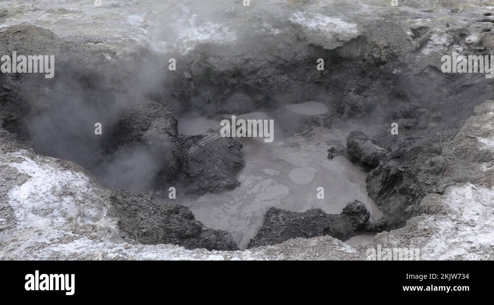 Boiling mud and water of Fumarole crater at Wai-O-Tapo Thermal Park ...