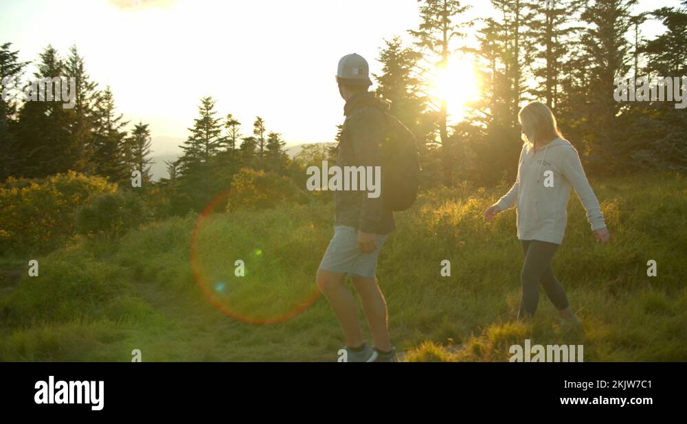 Two Hikers on Appalachian Trail with Lens Flare, Great Smoky Mountains ...