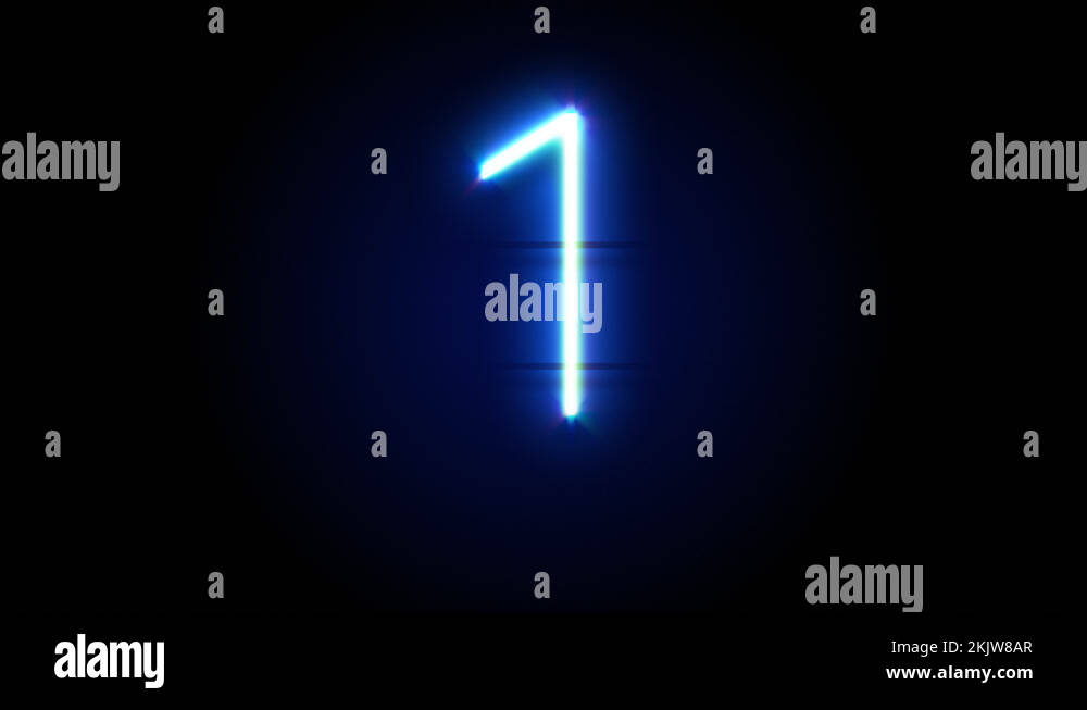 Neon number 1 appear in center and disappear after some time. Loop ...