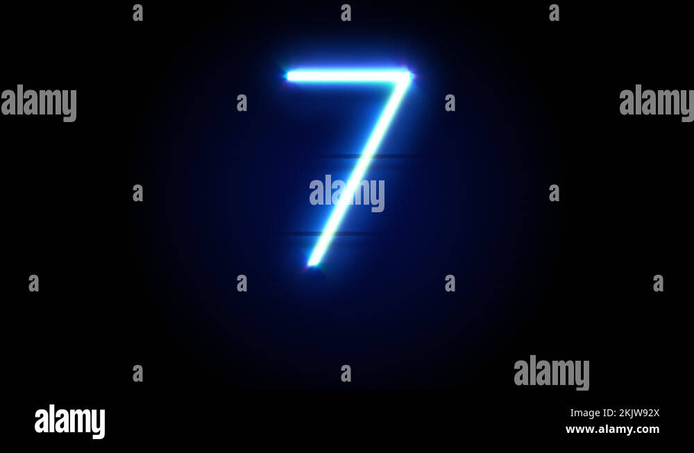 Neon number 7 appear in center and disappear after some time. Loop ...