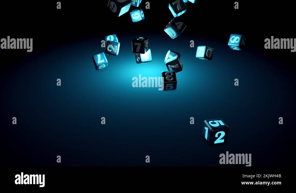 Numerology (falling cubes with numbers create a magic circle). 3D ...