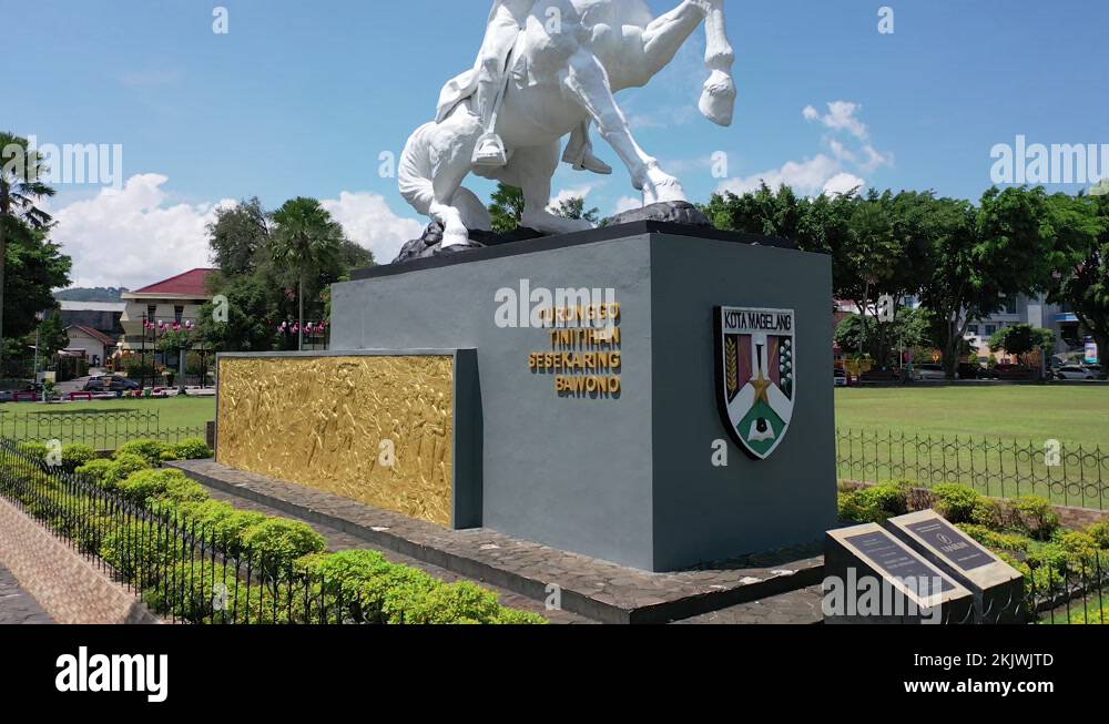 Statue Of Diponegoro Famous Landmark In Magelang. Aerial View (5 Stock ...