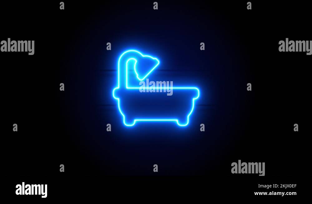 Bath neon sign appear in center and disappear after some time. Loop ...