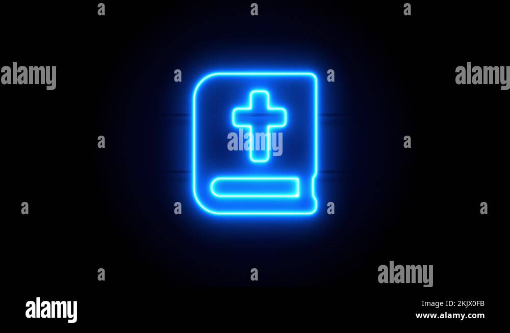 Bible neon sign appear in center and disappear after some time. Loop ...