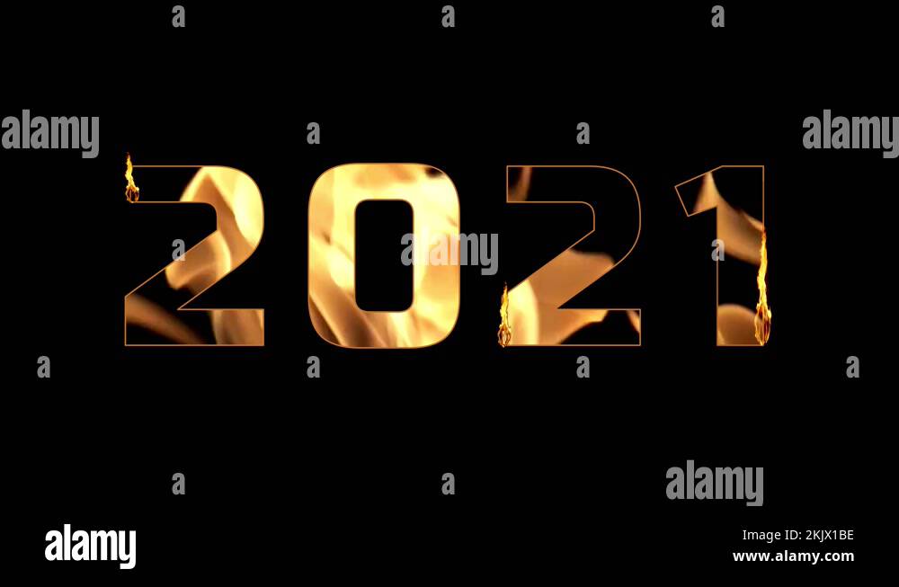 2021 is on fire. Numbers 2021 on a black background on fire Stock Video ...