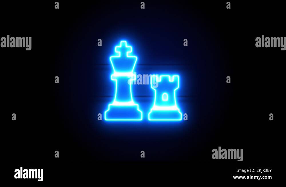 Chess neon sign appear in center and disappear after some time. Loop ...