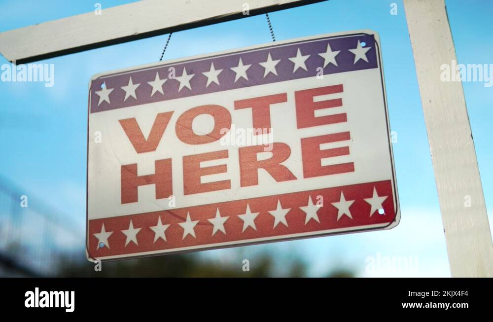 Vote Here Sign For American Election, 4K Cinematic. United States Of ...