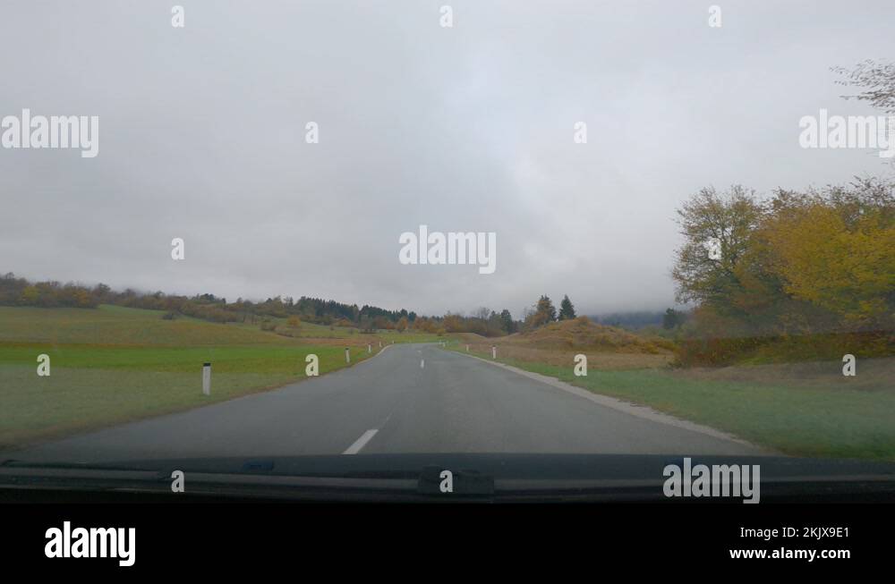 POV point of view dashcam dash camera view of driving on countryside ...