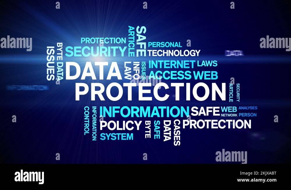 4k Data Protection Animated Tag Word Cloud,Text Design big data ...