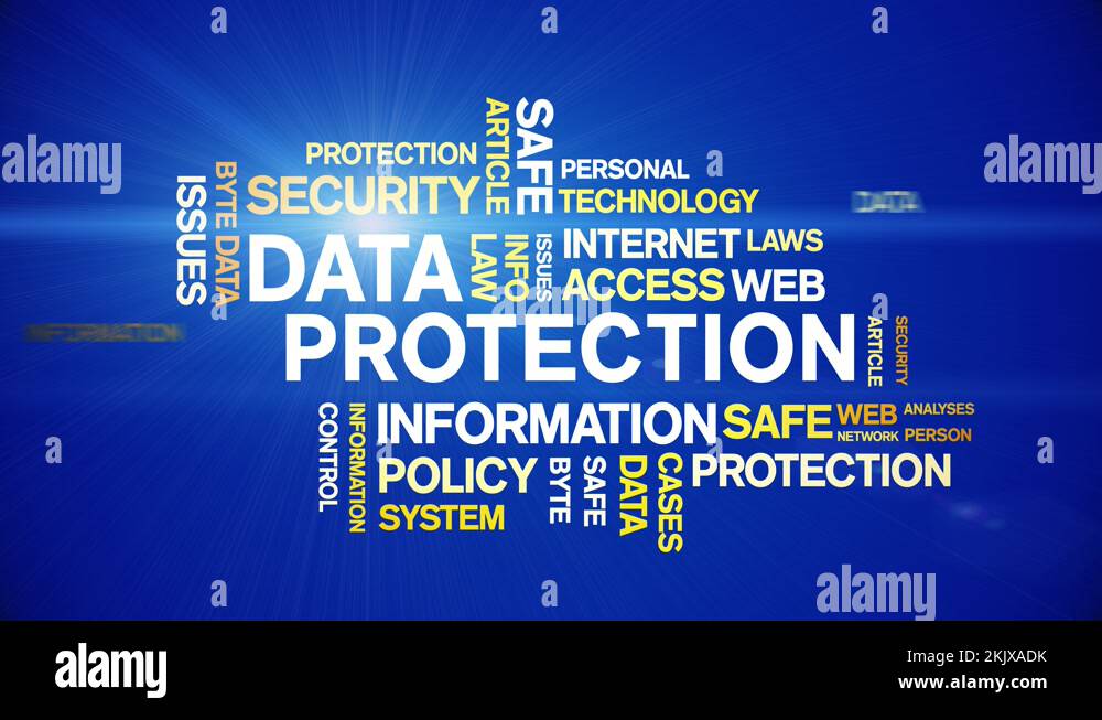 4k Data Protection Animated Tag Word Cloud,Text Design big data ...