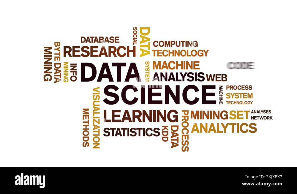 4k Data Science Animated Tag Word Cloud,Text Design Animation seamless ...