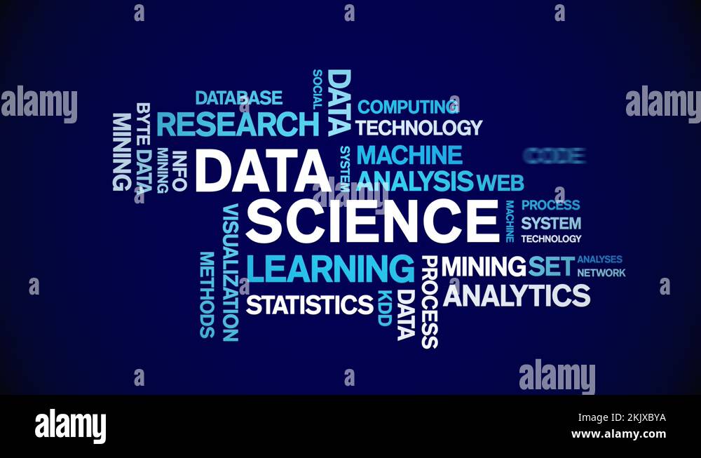 4k Data Science Animated Tag Word Cloud,Text Design Animation seamless ...
