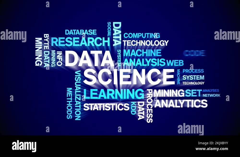 4k Data Science Animated Tag Word Cloud,Text Design Animation seamless ...