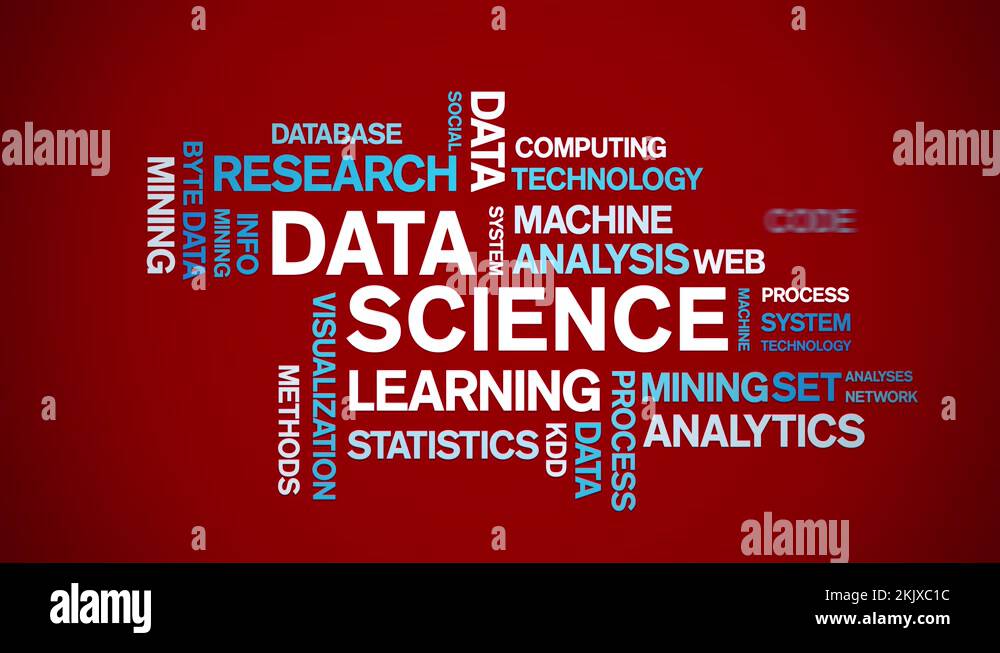 4k Data Science Animated Tag Word Cloud,Text Design Animation seamless ...