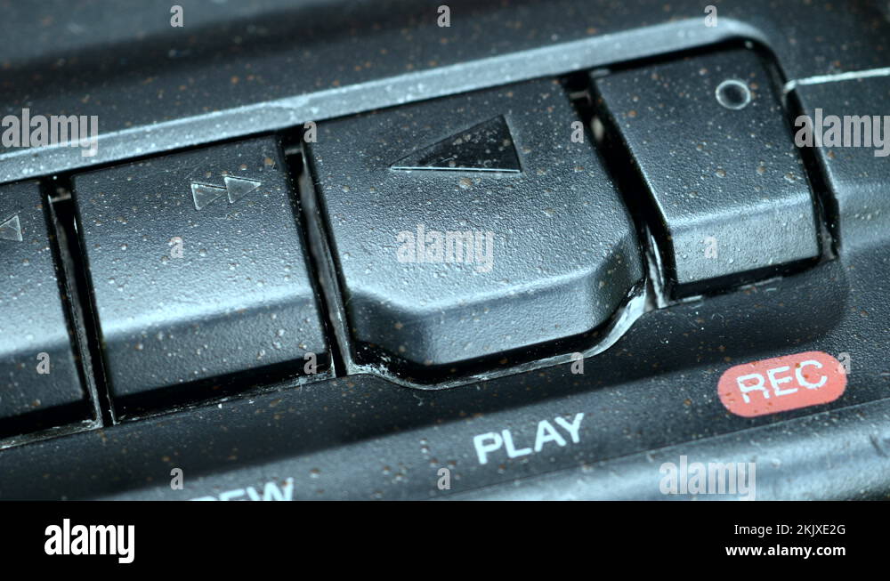 Woman Finger Pressing Play Button On An Old Cassette Tape Recorder ...