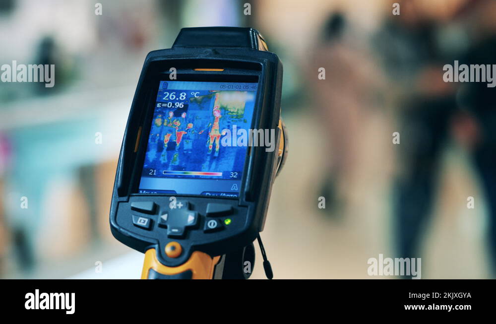 Thermovision device is scanning temperature of the passers-by Stock ...