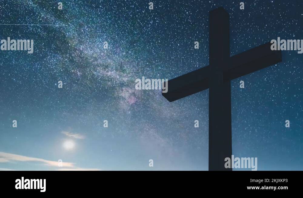 The cross of Jesus in nature at sunset for praise and worship Stock ...