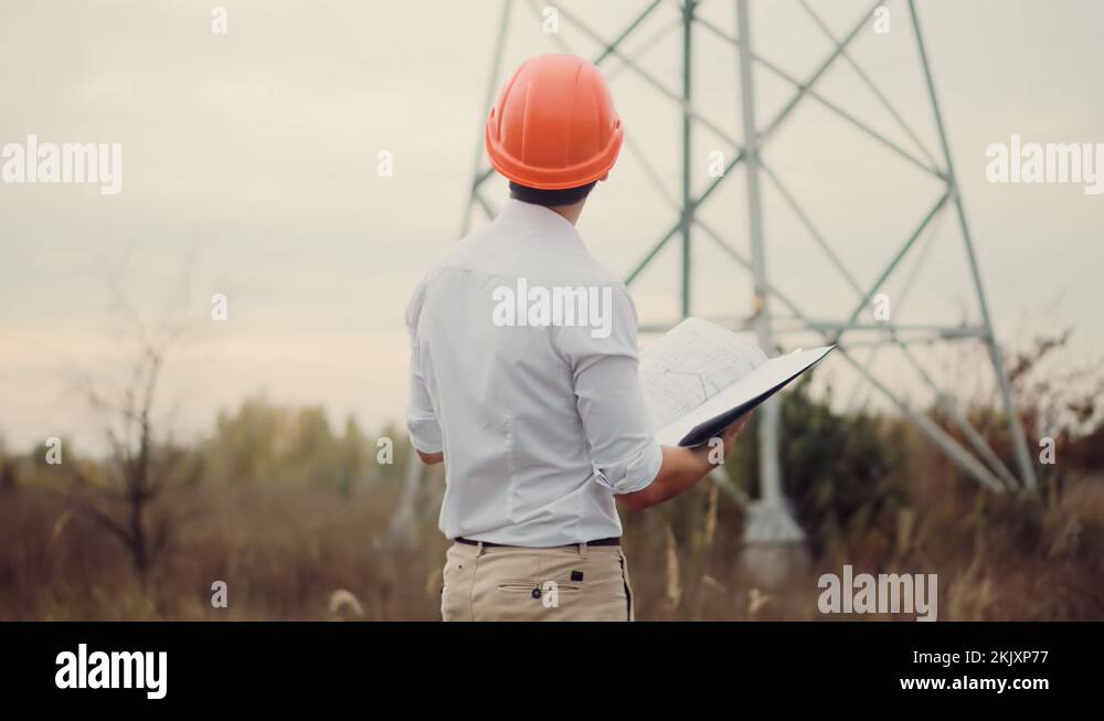 Constructor Inspect High Voltage Power Lines.Constructor Electrical ...