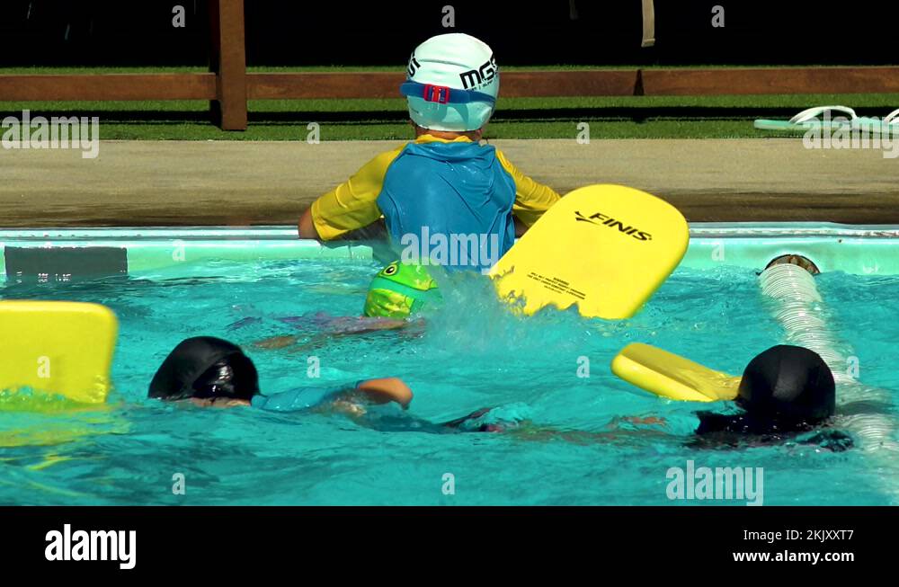 CABO SAN LUCAS MEXICO-2020: Swimming Pool With Kids On Yellow Boards In ...