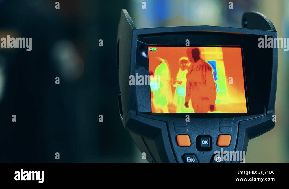 Screen of a thermographic camera showing people's thermal image Stock ...