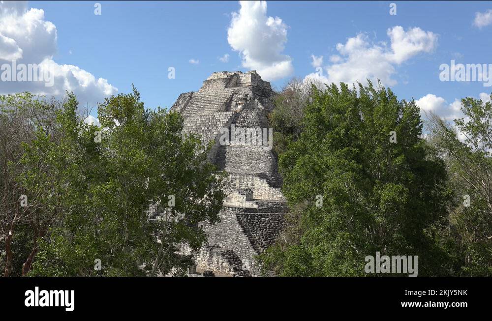Pyramid (Structure IX) at Mayan Ruins in Becan. Mexico Stock Video ...