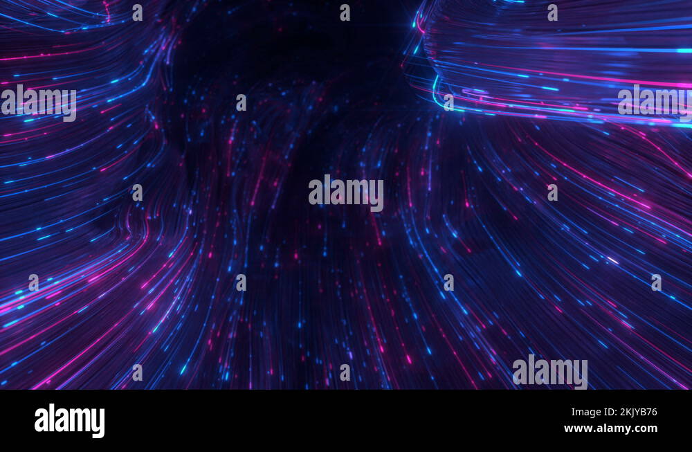 Wormhole tunnel with ultraviolet light trails 3D render seamless loop ...