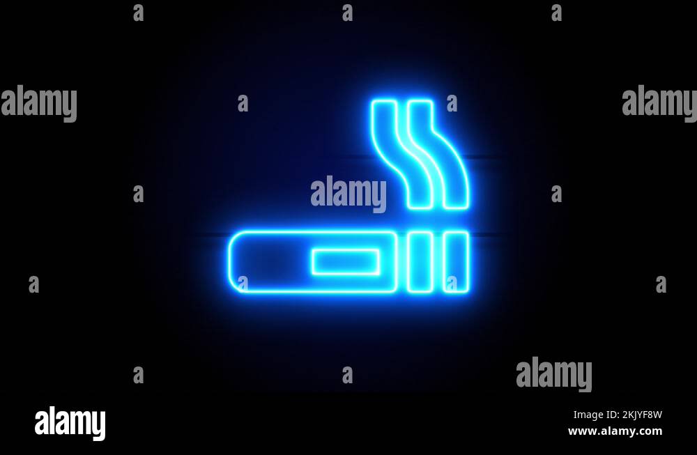 Smoking neon sign appear in center and disappear after some time. Loop ...