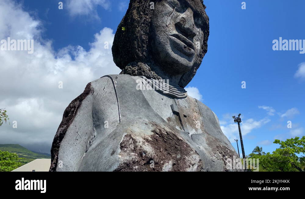 "La Métisse 77" a basalt statue near Notre-Dame-des-Laves on Reunion ...