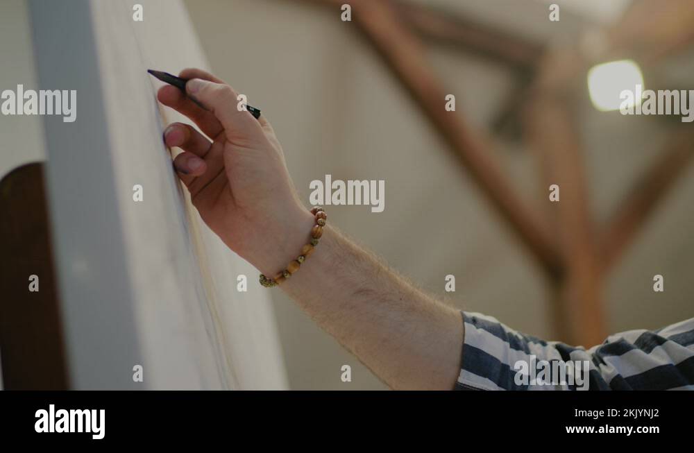 Painter Make Sketch of Drawing With Pencil Stock Video Footage - Alamy