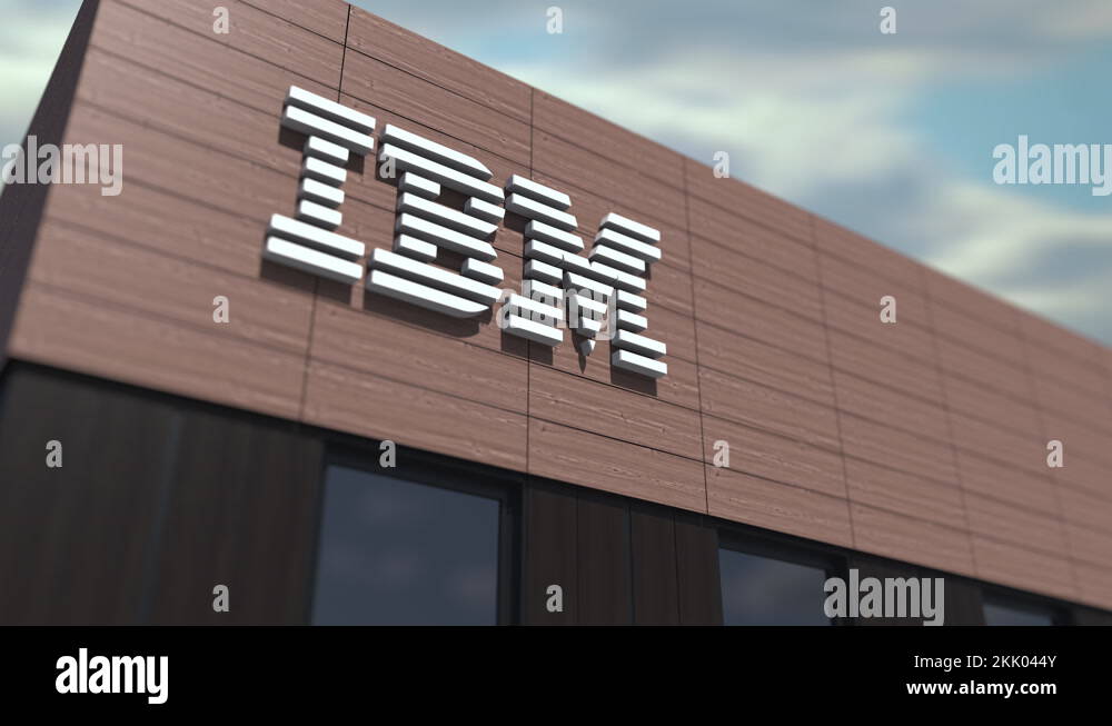 IBM logo on the building, editorial time lapse 3d animation Stock Video ...