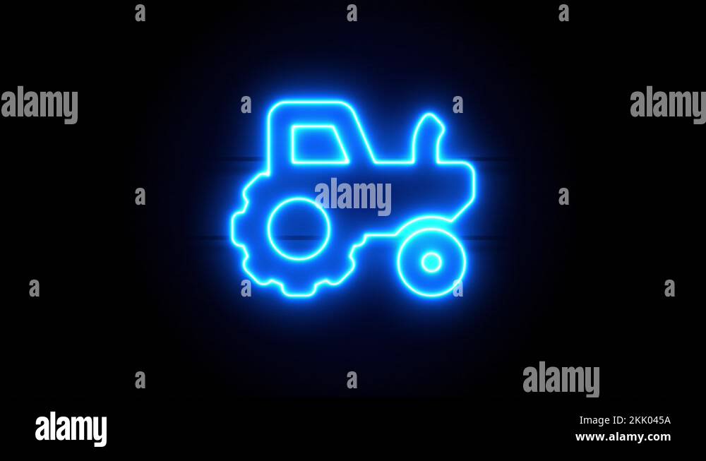 Tractor neon sign appear in center and disappear after some time. Loop ...
