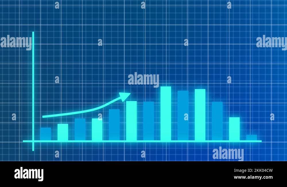 Business Growth And Success Arrow animation with glow bar graph chart ...