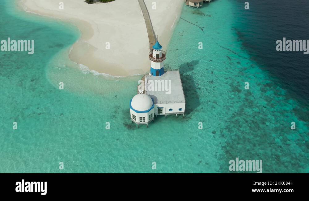 Stunning tower isolated on the end of private island in The Maldives ...